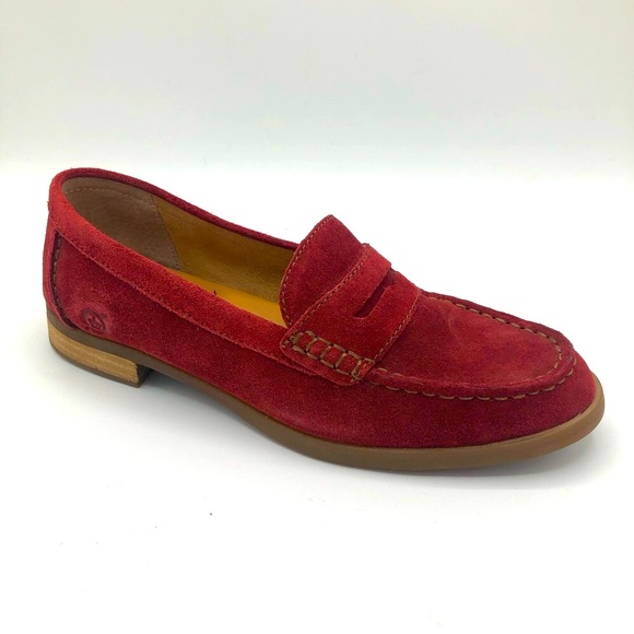 Born | Shoes | Born Womens Loire Deep Red Suede Stitch Comfort Slip On ...